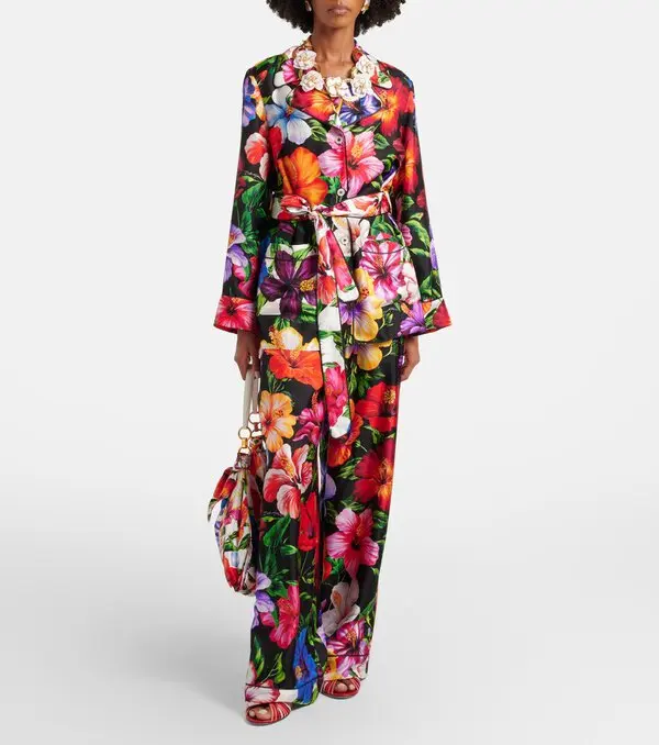 Dolce & Gabbana Belted Floral Silk Shirt