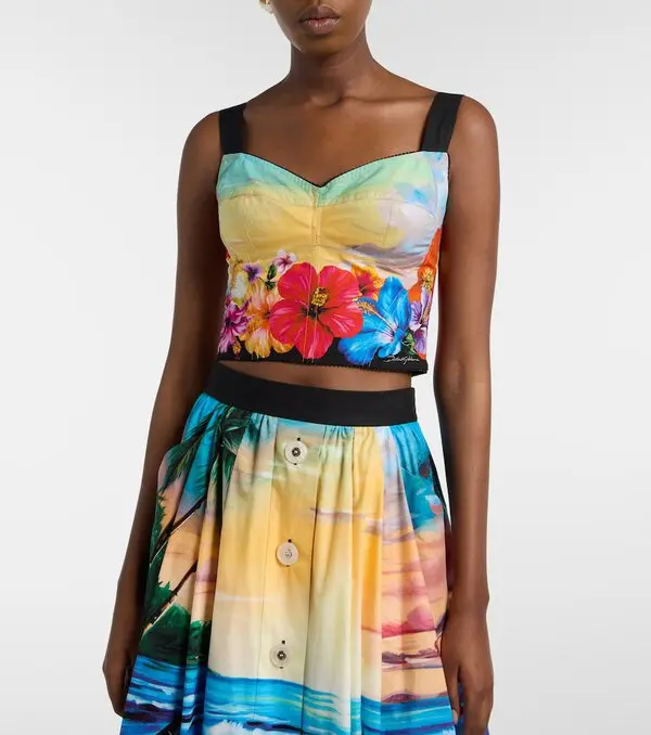 Dolce & Gabbana Printed Cotton-blend Bustier