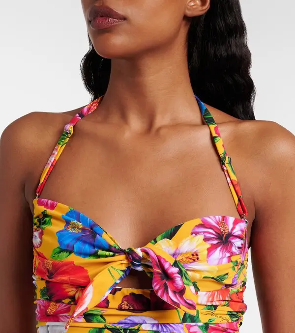 Dolce & Gabbana Floral Print Ruched One-piece Swimsuit