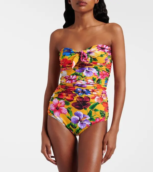 Dolce & Gabbana Floral Print Ruched One-piece Swimsuit