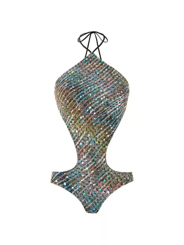 Missoni Sequin-embellished Halterneck Swimsuit - Black