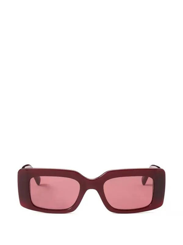 Sandro Rectangle Frame Sunglasses With Logo Plaque - Red