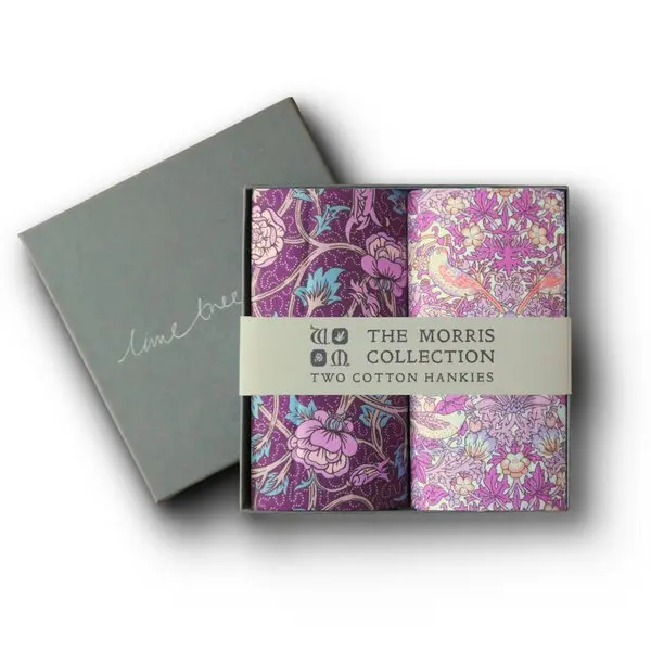 LIME TREE DESIGN Liberty Fabric Morris Collection Hankerchiefs - Pink