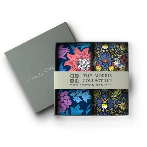 LIME TREE DESIGN Set Of Two Liberty Fabric Handkerchiefs - Blue