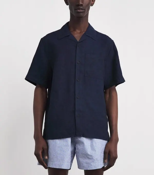 WAX LONDON Linen Short-sleeve Didcot Shirt