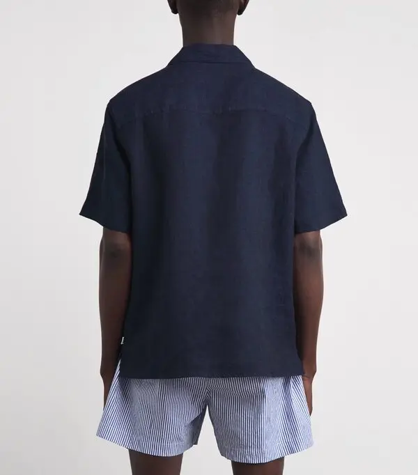 WAX LONDON Linen Short-sleeve Didcot Shirt