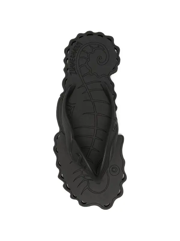 Zimmermann Seahorse Engraved Thong Sandals - Black