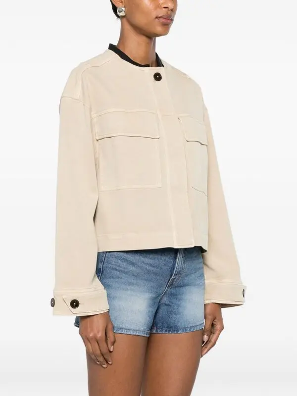 Closed Cropped Utility Jacket - Beige