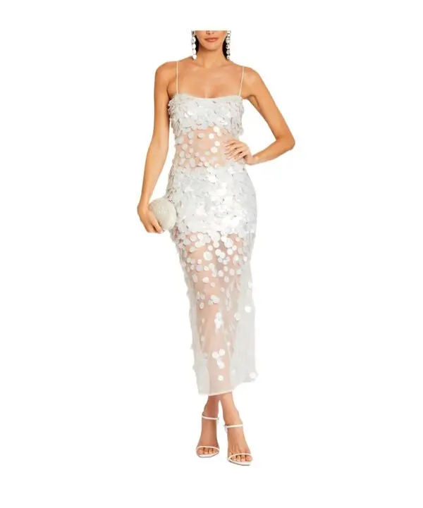 Retrofete Mischa Sequin Embellished Maxi Dress - Ivory