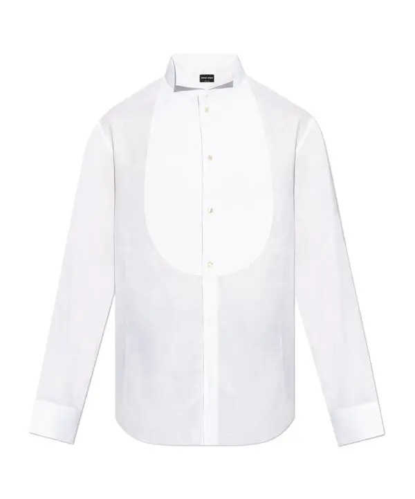 Giorgio Armani Curved Hem Tuxedo Shirt - White