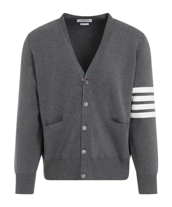 Thom Browne 4-bar Milano Stitch Cardigan - Medium Gray