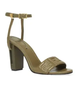 Fendi Nappa Leather Ff Embossed High-heeled Sandals - Green