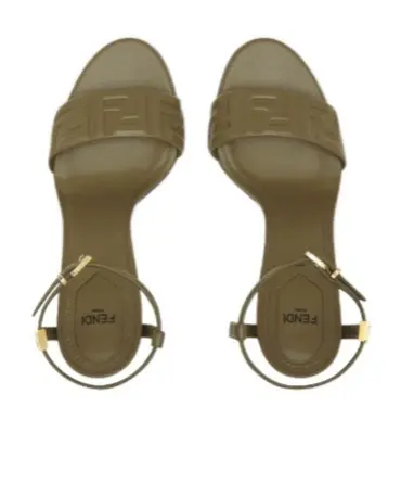 Fendi Nappa Leather Ff Embossed High-heeled Sandals - Green