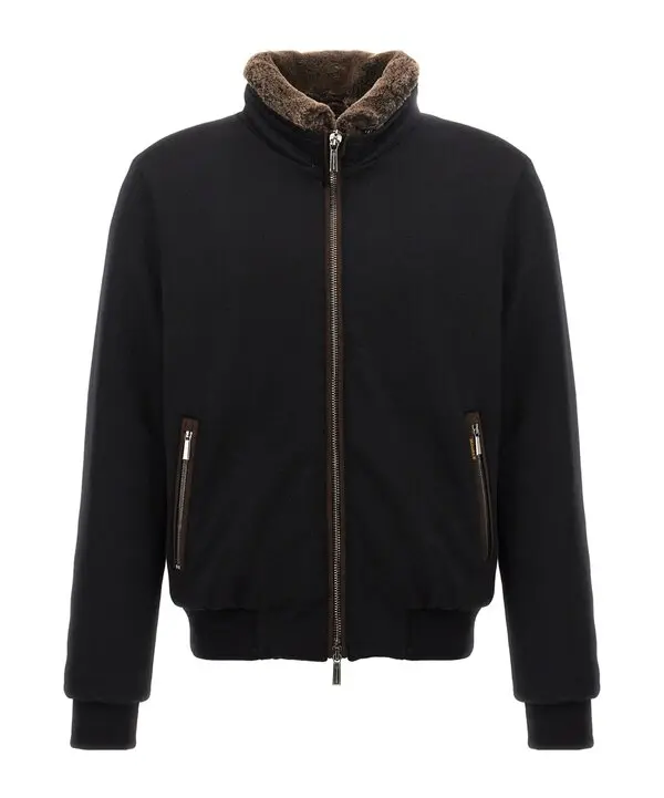 MOORER Bellati-mrw Jacket With Removable Fur Collar - Black