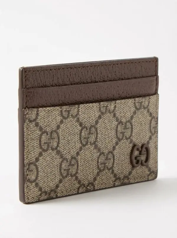 Gucci Gg Monogram Card Holder Wallet - Beige/ebony