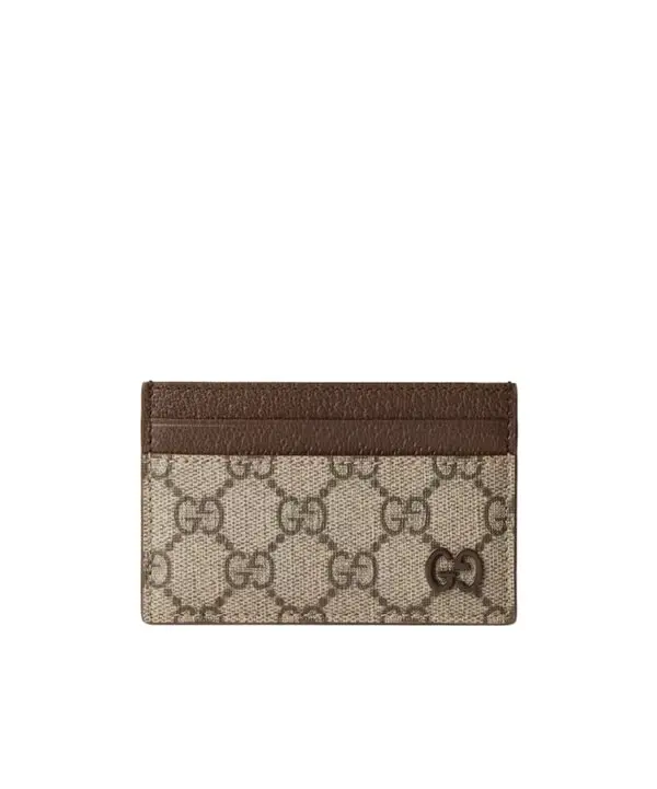 Gucci Gg Monogram Card Holder Wallet - Beige/ebony