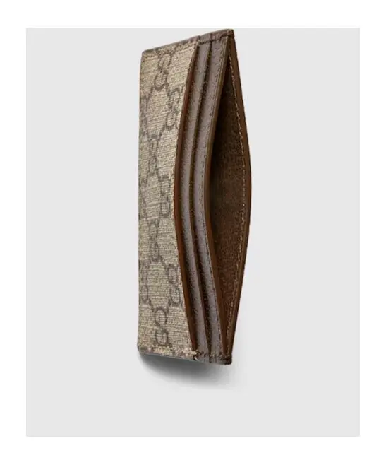 Gucci Gg Monogram Card Holder Wallet - Beige/ebony