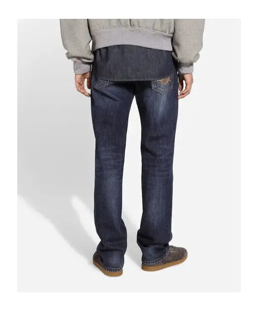 Dolce & Gabbana Dg Embroidered Stretch Cotton Jeans - Blue