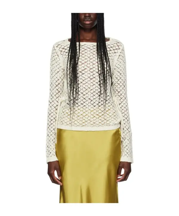 HOLZWEILER Cecilia Ribbed Knit Long Sleeve Sweater With Lace Detail