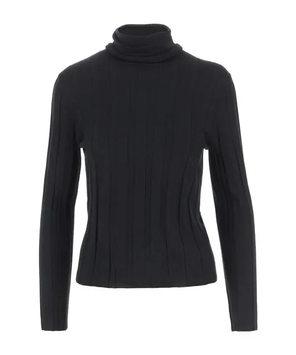 ALLUDE Ribbed Knit High Neck Jumper - Black