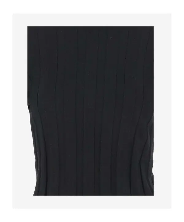 ALLUDE Ribbed Knit High Neck Jumper - Black