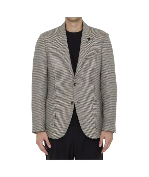 LARDINI Houndstooth Single-breasted Blazer