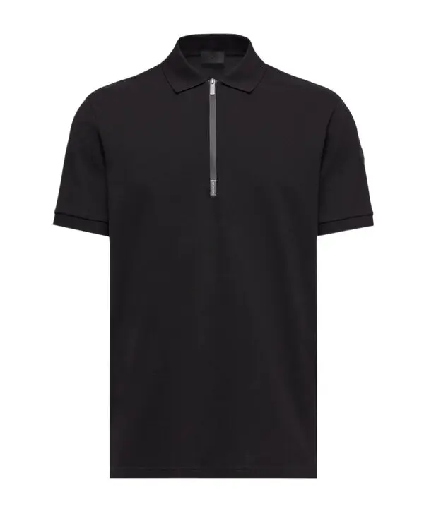 Moncler Logo Patch Short-sleeved Polo Shirt - Black