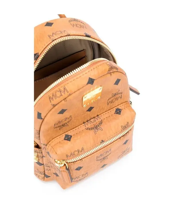 Mcm Repeat Logo Backpack - Brown