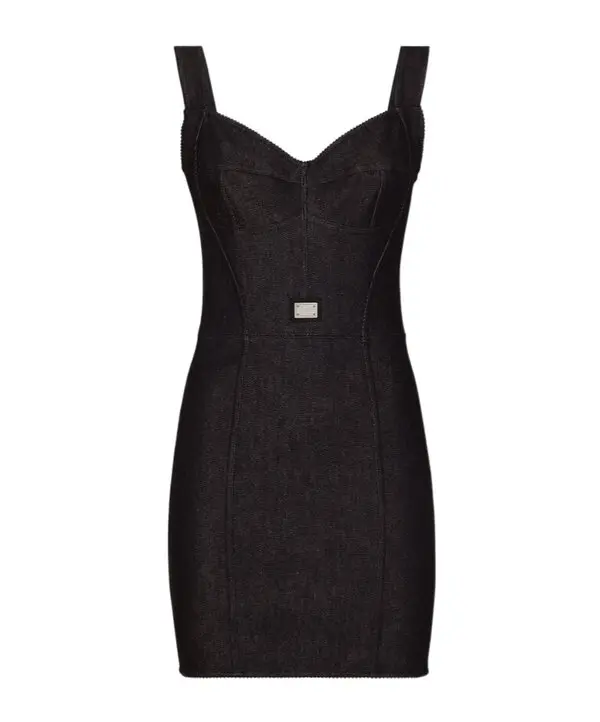 Dolce & Gabbana Logo Plaque Bustier Dress