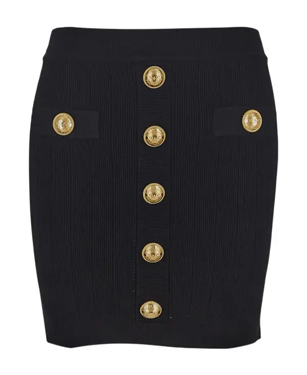 Balmain Button Embellished Knitted Mini Skirt