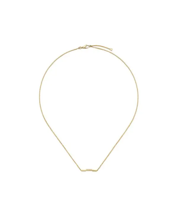 Gucci 18k Gold Engraved Bar Pendant Necklace - Yellow
