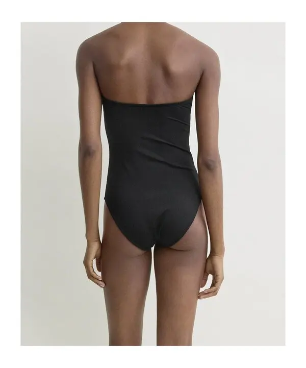 TOTEME Sleeveless Off-the-shoulder Button-down Swimsuit - Black