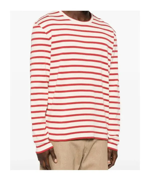 JIL SANDER Logo Patch Striped Long Sleeved T-shirt - White