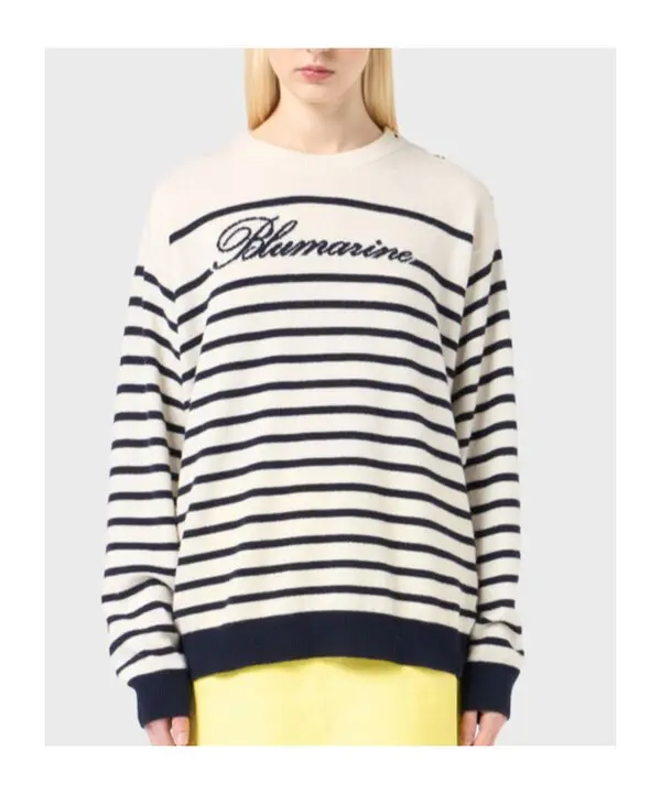 Blumarine Long-sleeved Sweater With Gold Button Detail