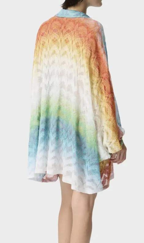 Missoni Long Sleeve V-neck Dress With Asymmetrical Hem