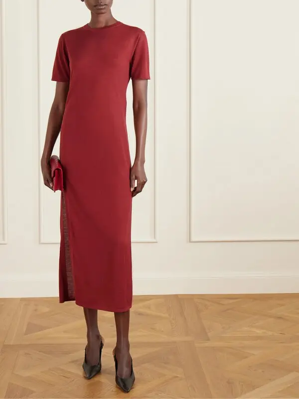 Saint Laurent Long Sleeve Crewneck Dress