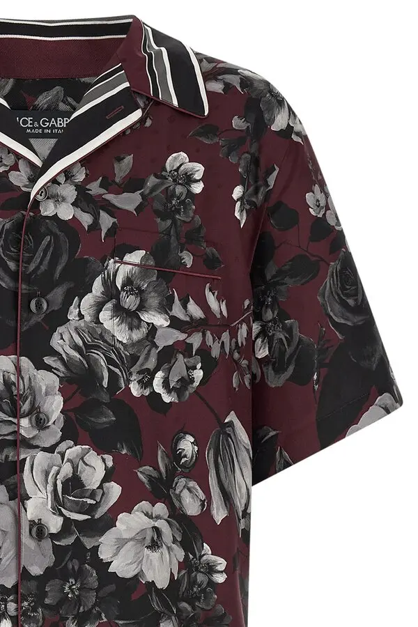 Dolce & Gabbana Dolce Gabbana Floral-printed Short-sleeved Shirt - Bordeaux