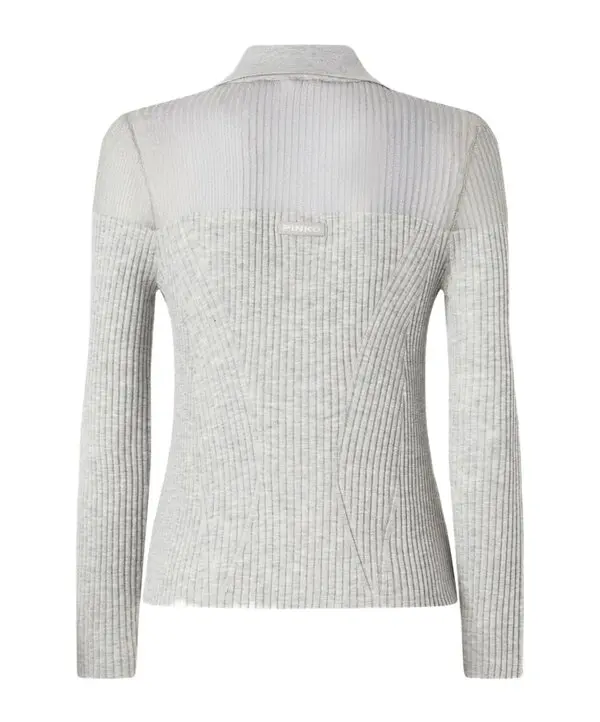 Pinko Ribbed Knit Polo Top - White