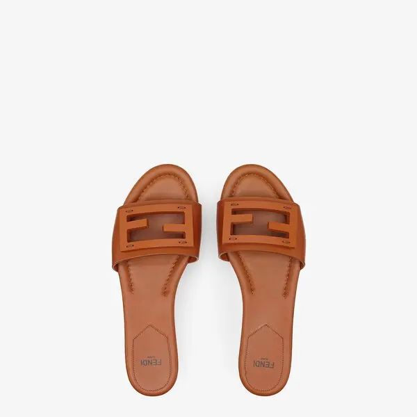 Fendi Ff Logo Plaque Open Toe Flat Sandals
