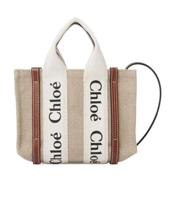 Chloé Woody Mini Shoulder Bag - Nude
