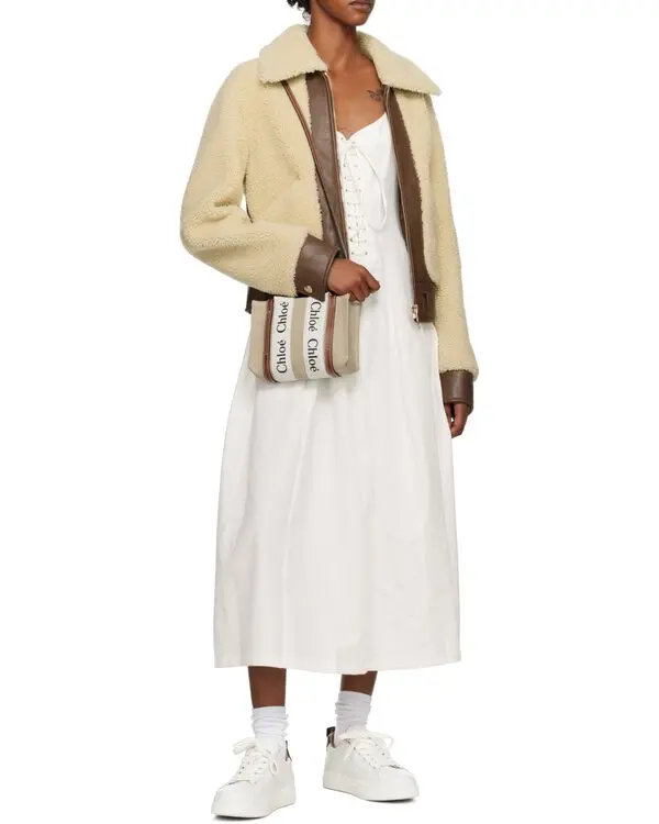 Chloé Woody Mini Shoulder Bag - Nude