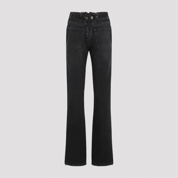 JEAN PAUL GAULTIER High Waist Lace-up Jeans