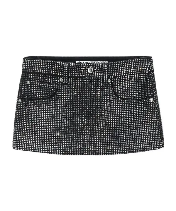 Alexander Wang Embellished Hotfix Mini Skirt - Black