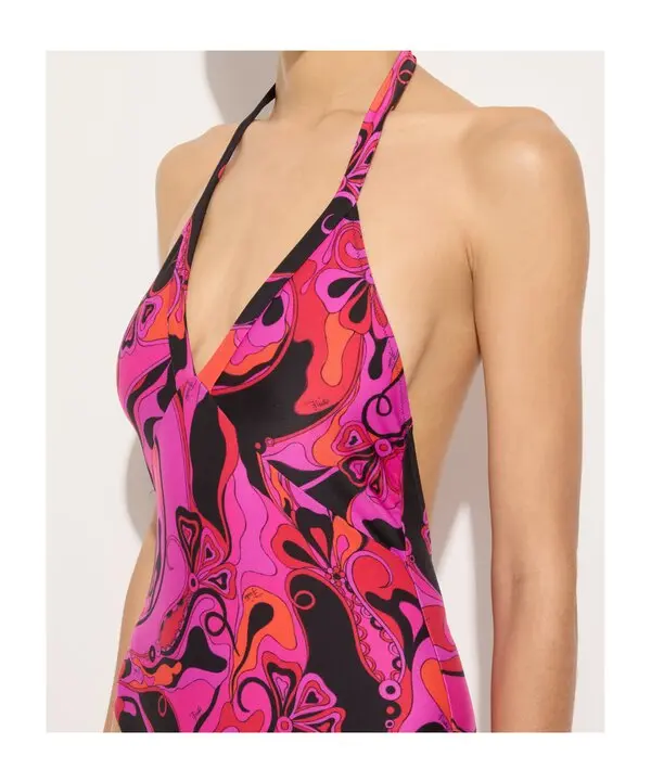 Emilio Pucci Halterneck Printed One Piece Swimsuit