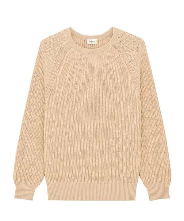 Saint Laurent Crewneck Ribbed-knit Jumper - Nude