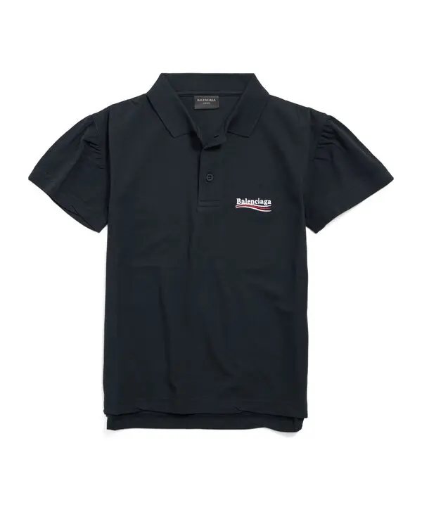 Balenciaga Embroidered Logo Short-sleeve Polo Shirt - Faded Black, White And Red
