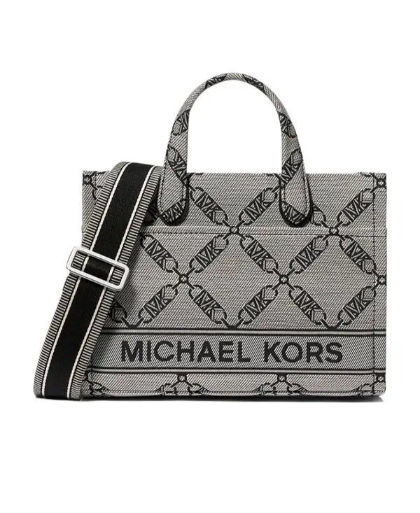 Michael Kors Gigi Small Empire Logo Jacquard Messenger Bag - Gray