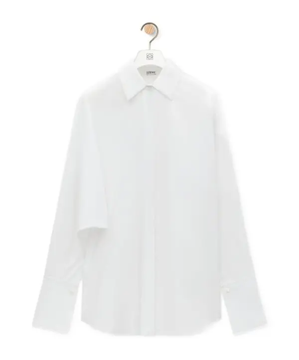 Loewe Curved Hem Buttoned Shirt - White