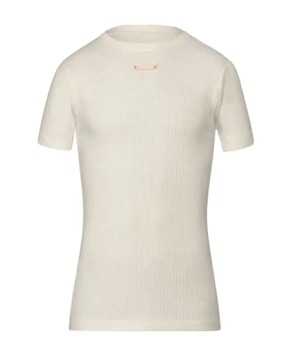 MAISON MARGIELA Logo Patch Knitted T-shirt - White