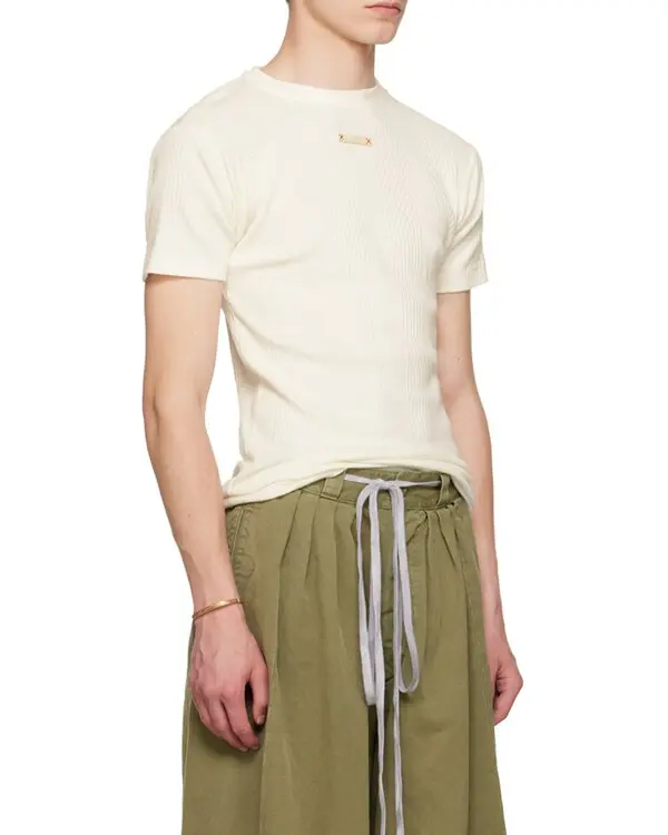 MAISON MARGIELA Logo Patch Knitted T-shirt - White